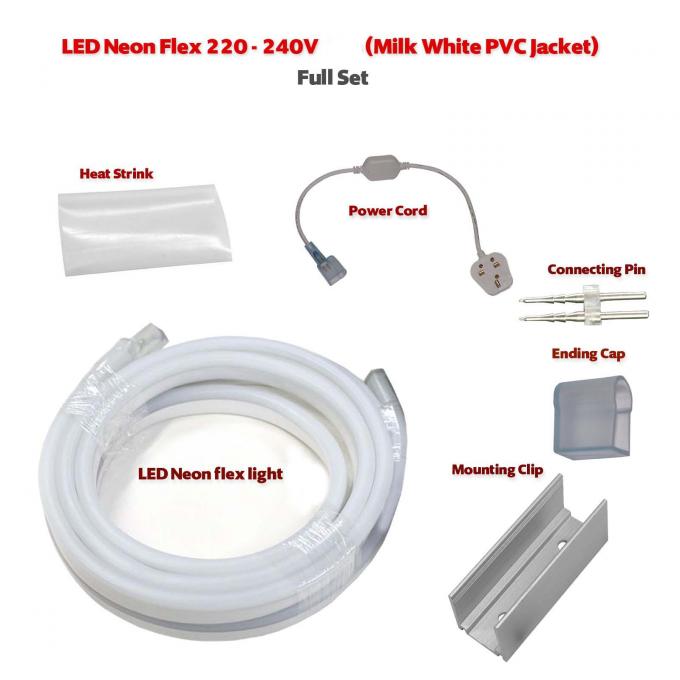 LED Neon Flex Waterproof Power Cord , Flexible Neon Light Kit With UK Plug