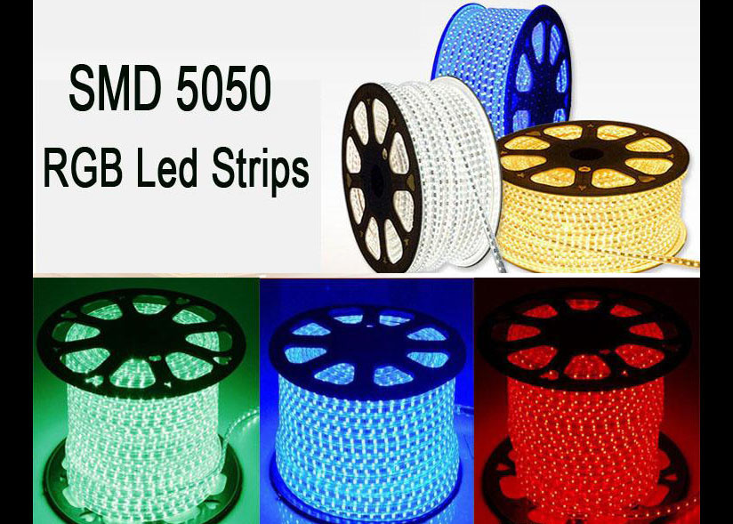 RGB 120 Volt Led Strip Lights , RoHS High Voltage Color Changing Led Strip