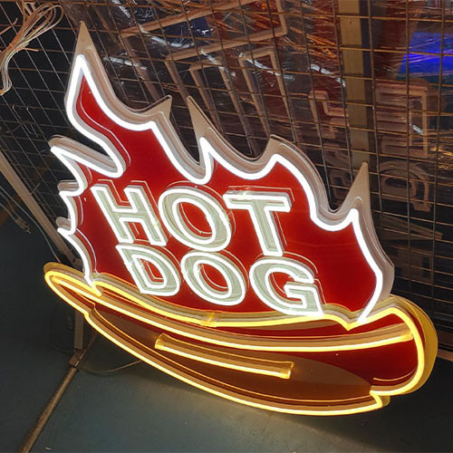 Hot dog neon signs coffee shop neon sign hot dog zone led light sign